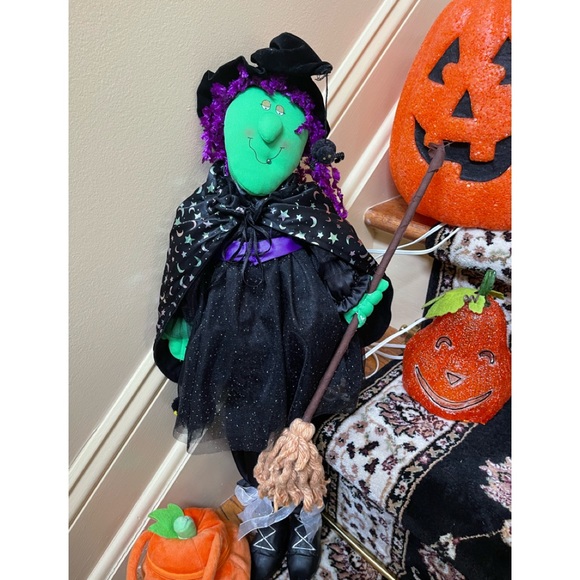 Holiday | Vintage Standing Witch 32 Ceramic Boots Cape Broom Ceramic ...